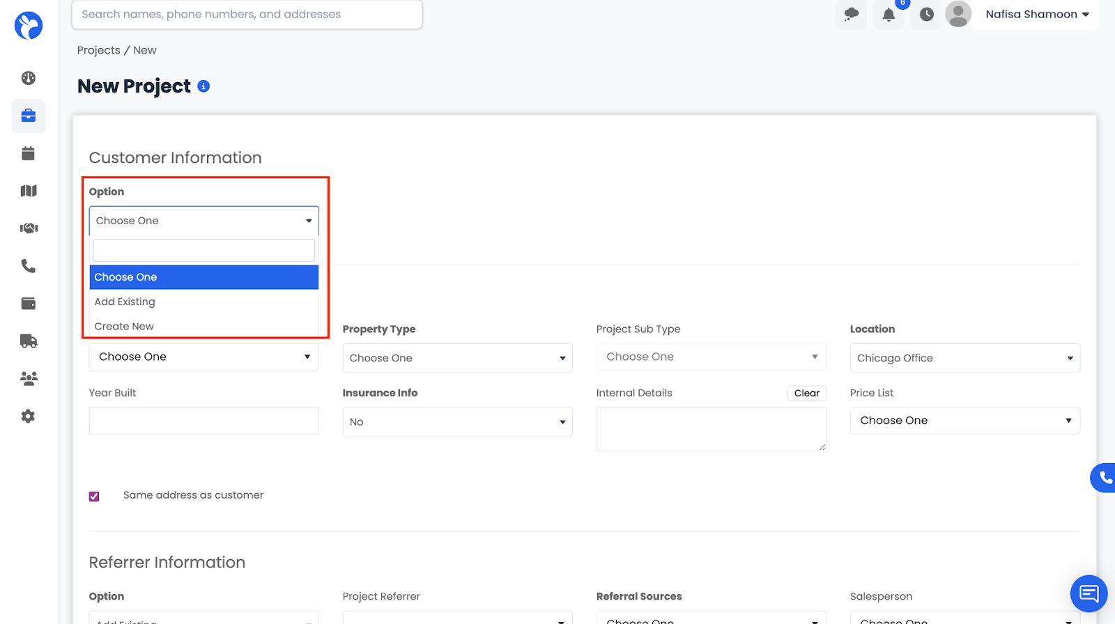 How Do I Create a New Project from the Status Dashboard?